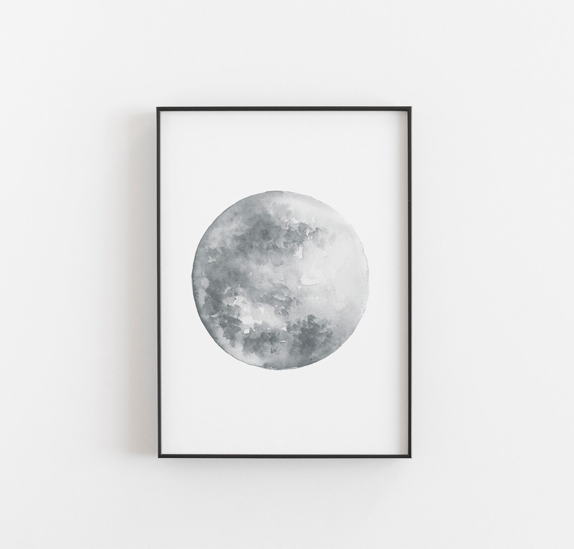 Moon Phases Print Set Grey Moon Poster Set of Three Prints | Etsy Canada