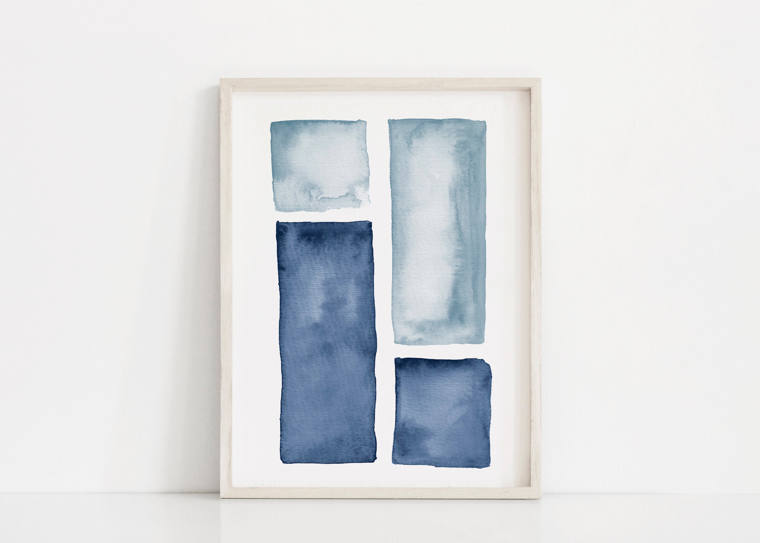 Digital indigo decor Printable watercolor wall poster Blue watercolor ...