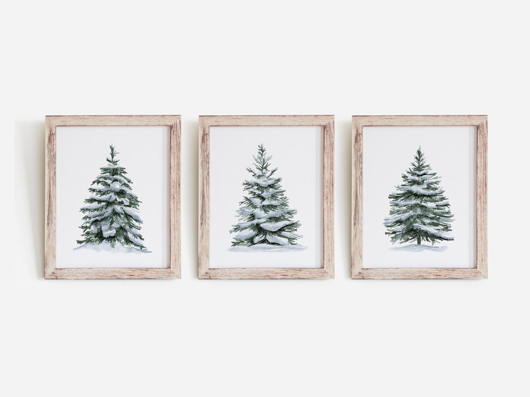 Set of 3 Christmas Tree Prints, Christmas Printable Wall Art, Christmas ...