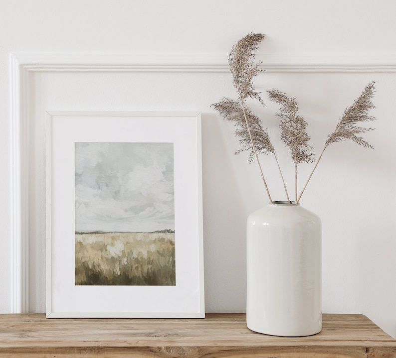 Neutral Landscape Printable Wall Art, Fall Print, Grass Field Landscape ...