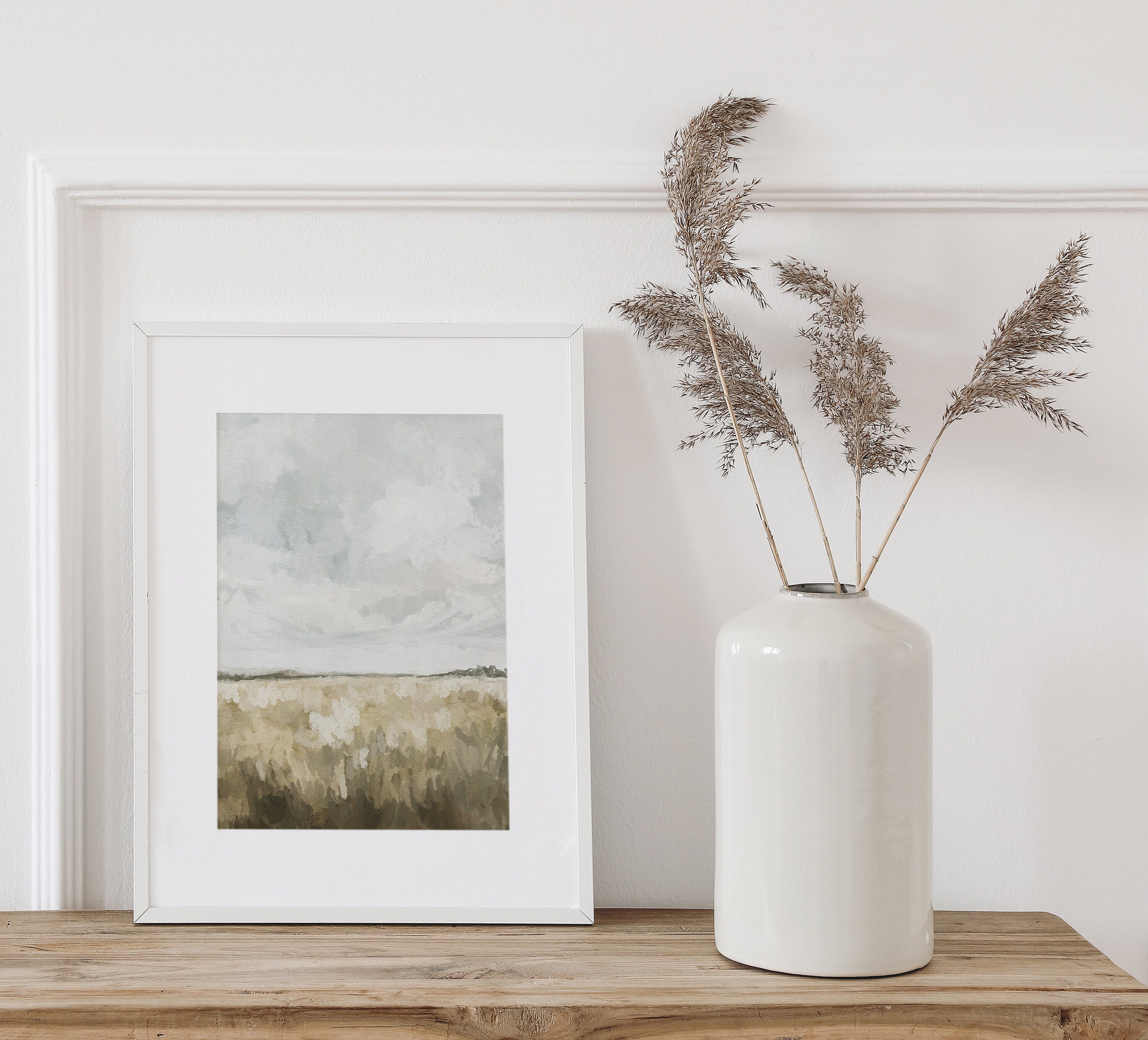 Neutral Landscape Printable Wall Art, Fall Print, Grass Field Landscape ...