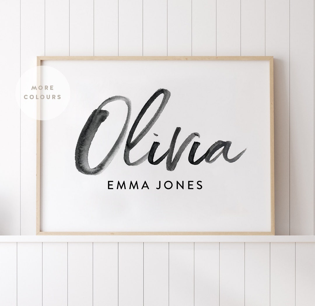 Custom Name Print, Baby Name Print, Nursery Wall Art, Custom Name Baby ...