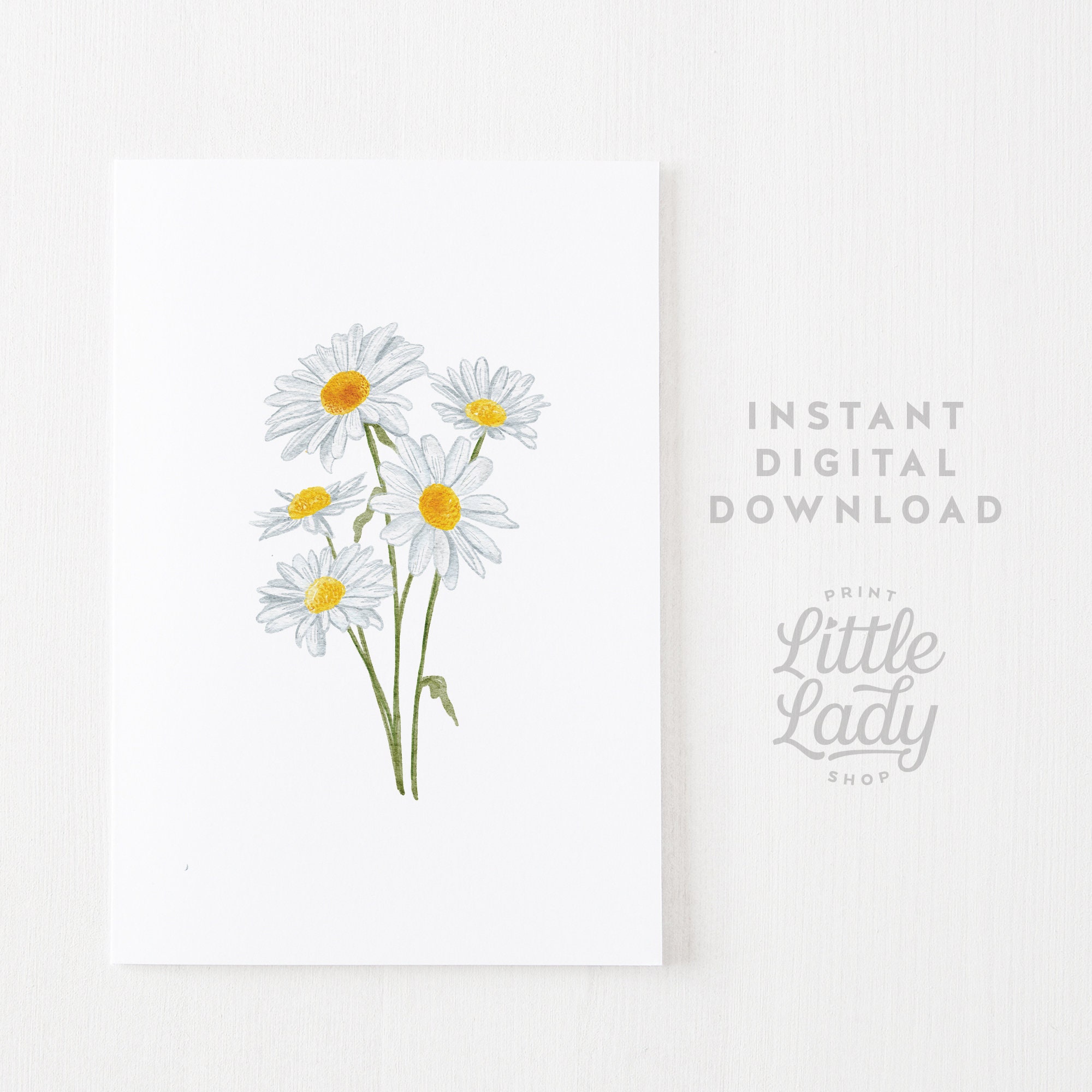 Daisy Print, Daisy Printable Wall Art, Daisy Wall Art, Flower Poster ...