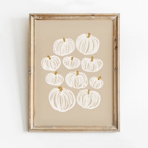 Neutral Pumpkin Painting, Modern Fall Print, Printable Wall Art, Beige ...