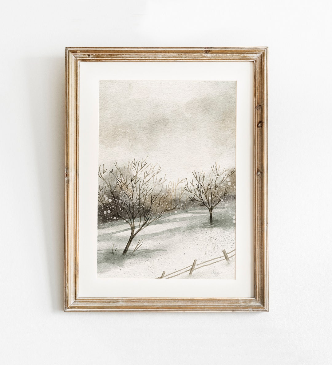 Winter Landscape Painting, Winter Printable Wall Art, Snowy Winter ...
