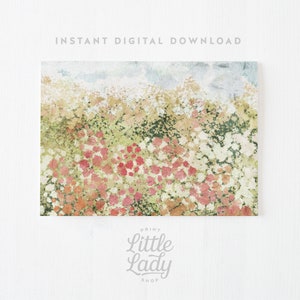 Floral Spring Printable Wall Art, Wildflower Landscape Print, Abstract ...