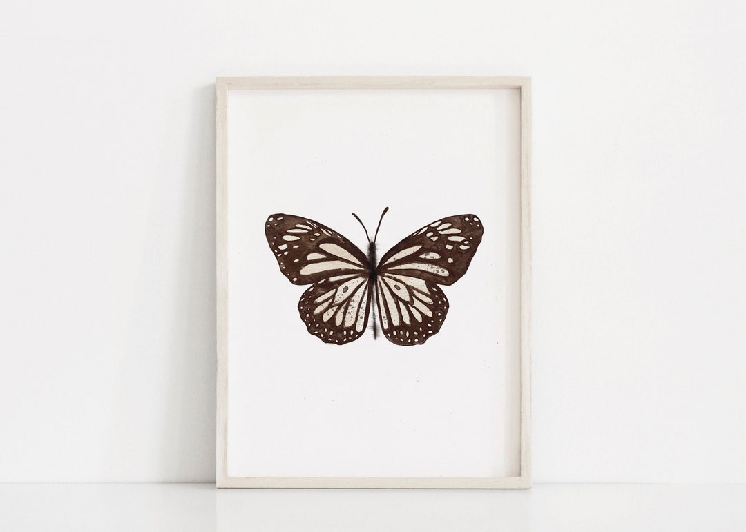 Brown Butterfly Printable Art, Neutral Watercolor Butterfly Painting ...