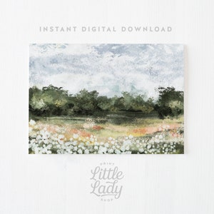 Country Landscape Printable Art, Vintage Style Landscape Print, Spring ...
