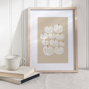 Neutral Pumpkin Painting, Modern Fall Print, Printable Wall Art, Beige ...