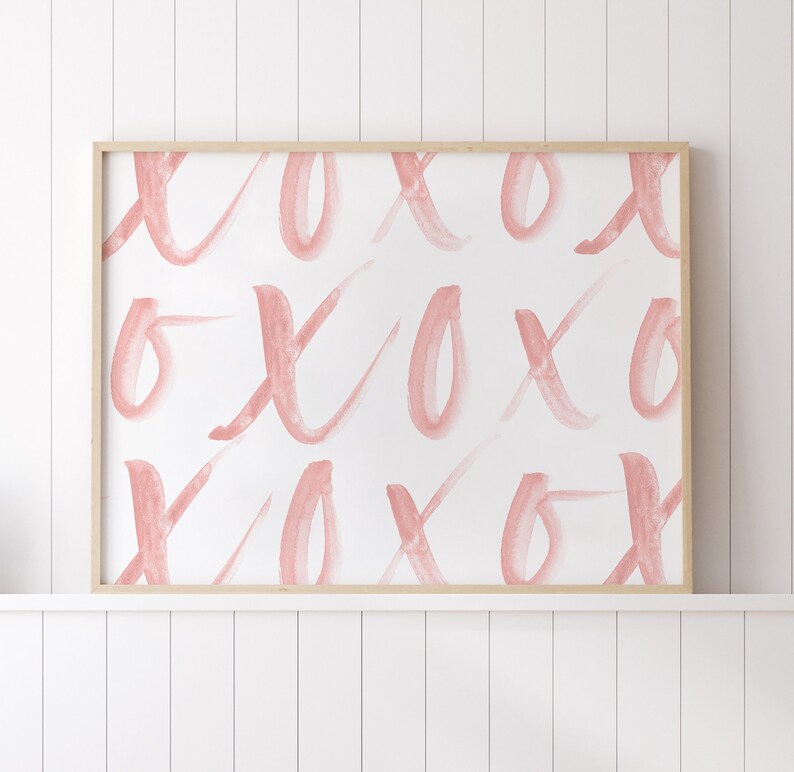 XOXO Print Blush Pink Nursery Printable Wall Art Valentines - Etsy