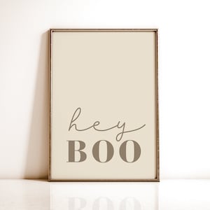 Hey Boo Halloween Print, Neutral Fall Printable Wall Art, Funny ...