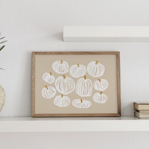 Neutral Halloween Pumpkin Print, Fall Printable Wall Art, Beige Fall ...