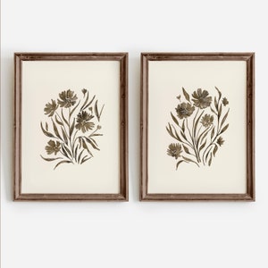 Neutral Floral Print, Printable Wall Art, Spring Wildflower Painting ...