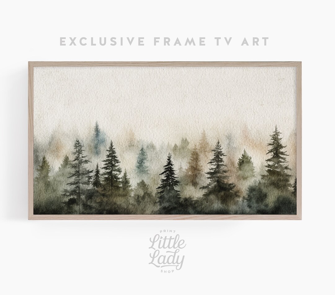 Evergreen Trees Christmas Frame Tv Art, Winter Forest Frame Tv Art ...