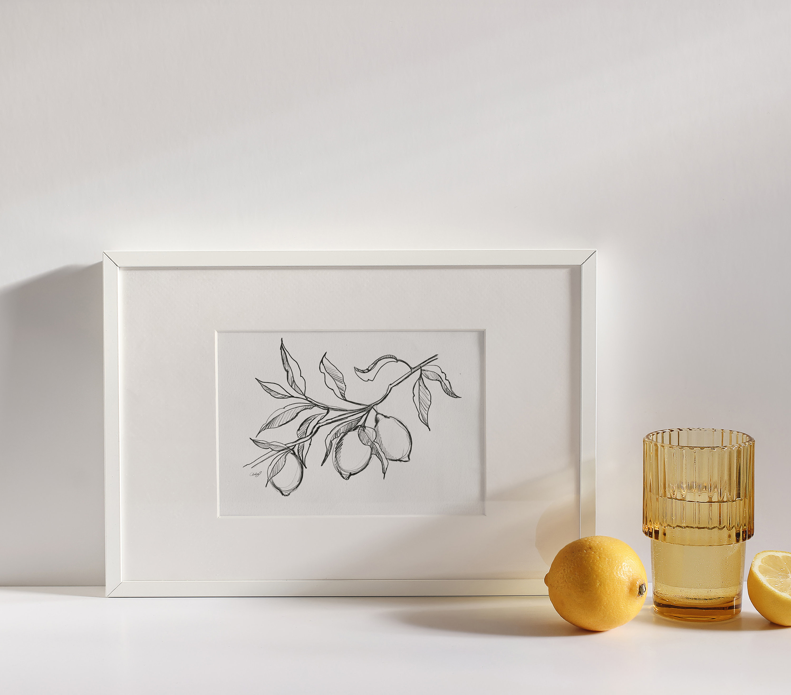 Lemon Pencil Sketch Printable Wall Art, Kitchen Decor, Hand Drawn Lemon ...