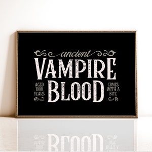 Vampire Blood Halloween Print, Printable Wall Art, Spooky Victorian ...