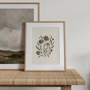Neutral Floral Print, Printable Wall Art, Spring Wildflower Painting ...