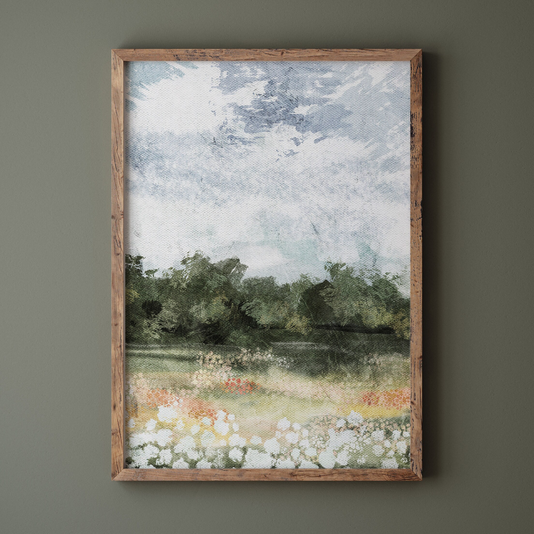 Summer Landscape Print, Printable Wall Art, Vintage Style Landscape ...