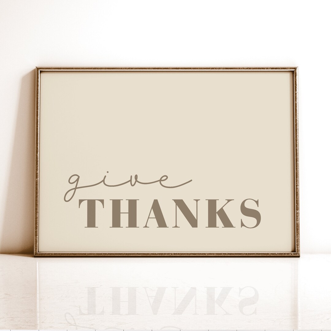 Give Thanks Print Thanksgiving Decor, Printable Wall Art, Beige ...