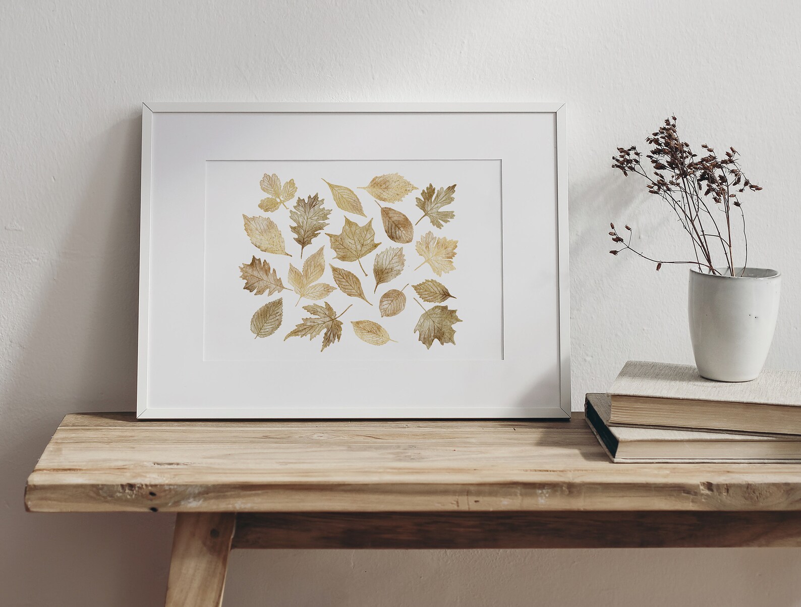 Neutral Fall Print, Printable Wall Art, Watercolour Fall Leaves Print ...