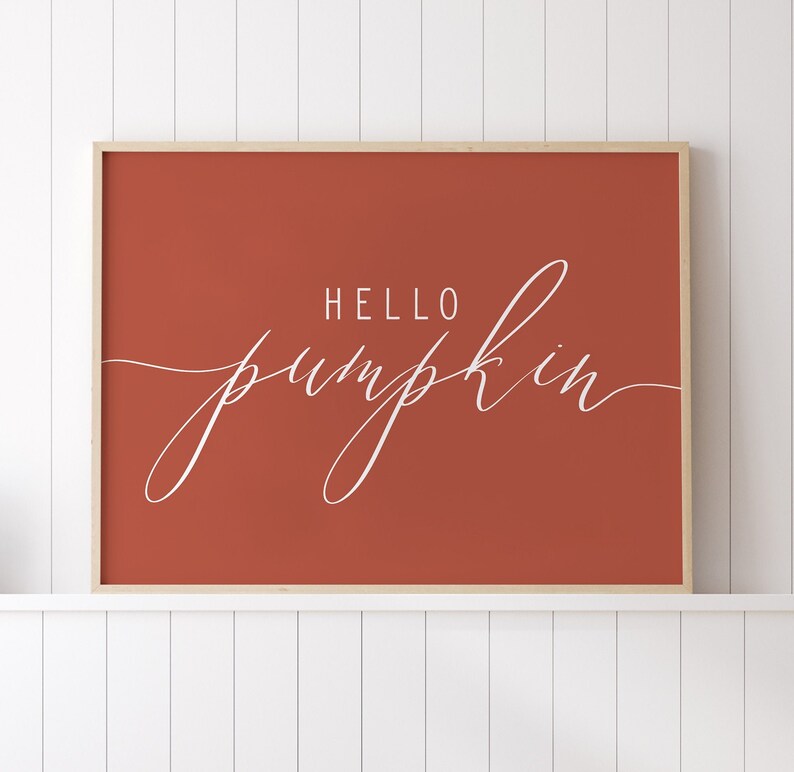 Hello Pumpkin Fall Print Fall Printable Art Rustic Fall - Etsy