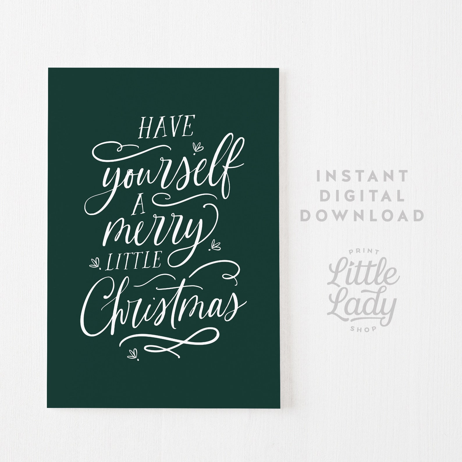 Merry Little Christmas Printable Wall Art, Calligraphy Christmas Saying ...