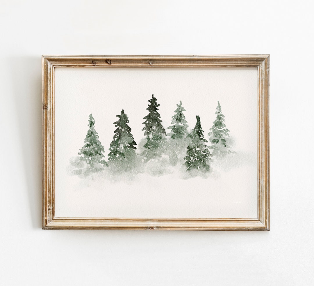 Christmas Print, Winter Trees Christmas Decor, Christmas Printable Wall ...