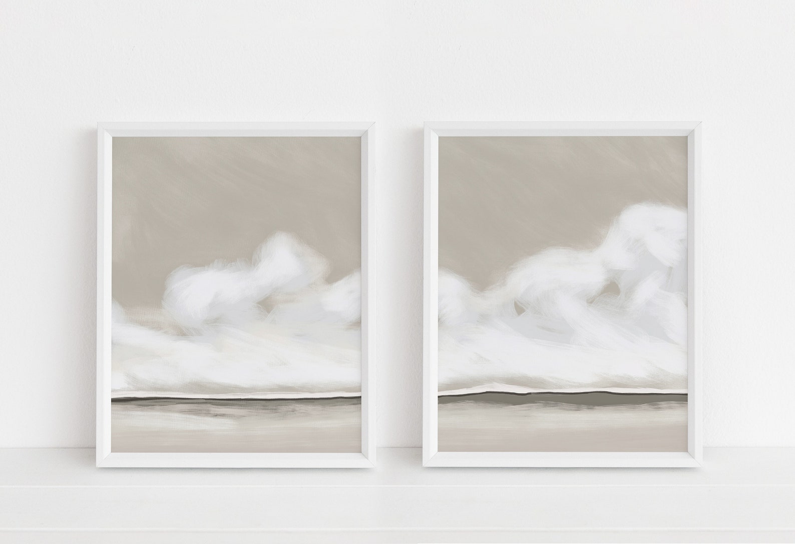 Beige Print Set Set of 2 Prints Beach Print Coastal Print - Etsy