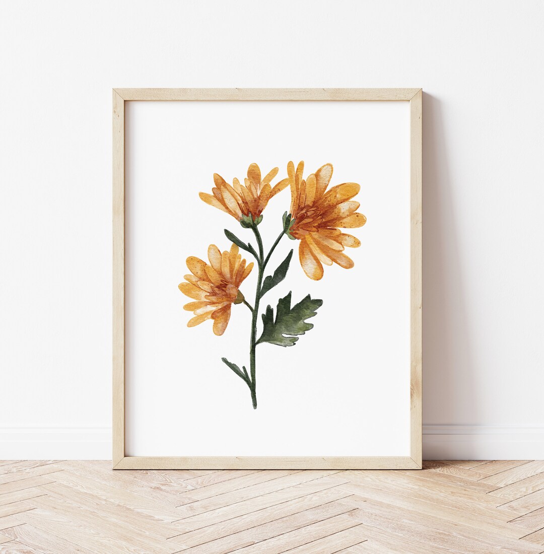 Orange Fall Flower Print Fall Printable Wall Art Fall Decor - Etsy