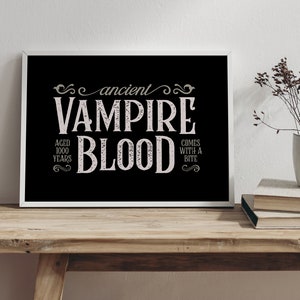 Vampire Blood Halloween Print, Printable Wall Art, Spooky Victorian ...