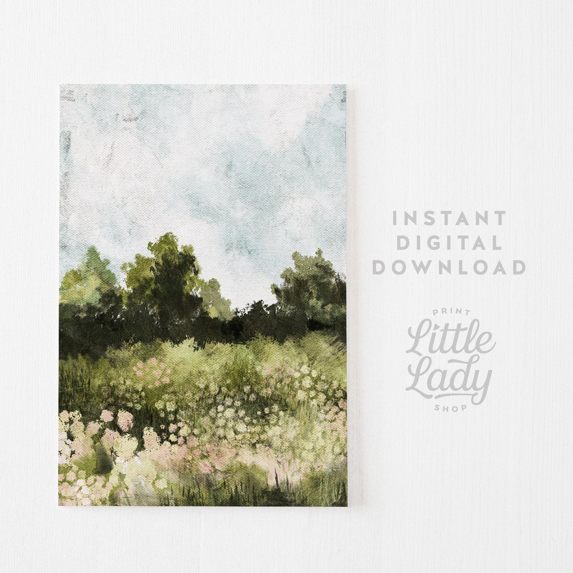 Wildflower Landscape Printable Art Spring Print Flower Field - Etsy