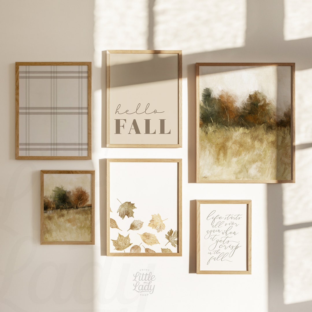 Neutral Fall Decor Gallery Wall Art Print Bundle, Set of 6 Printable ...