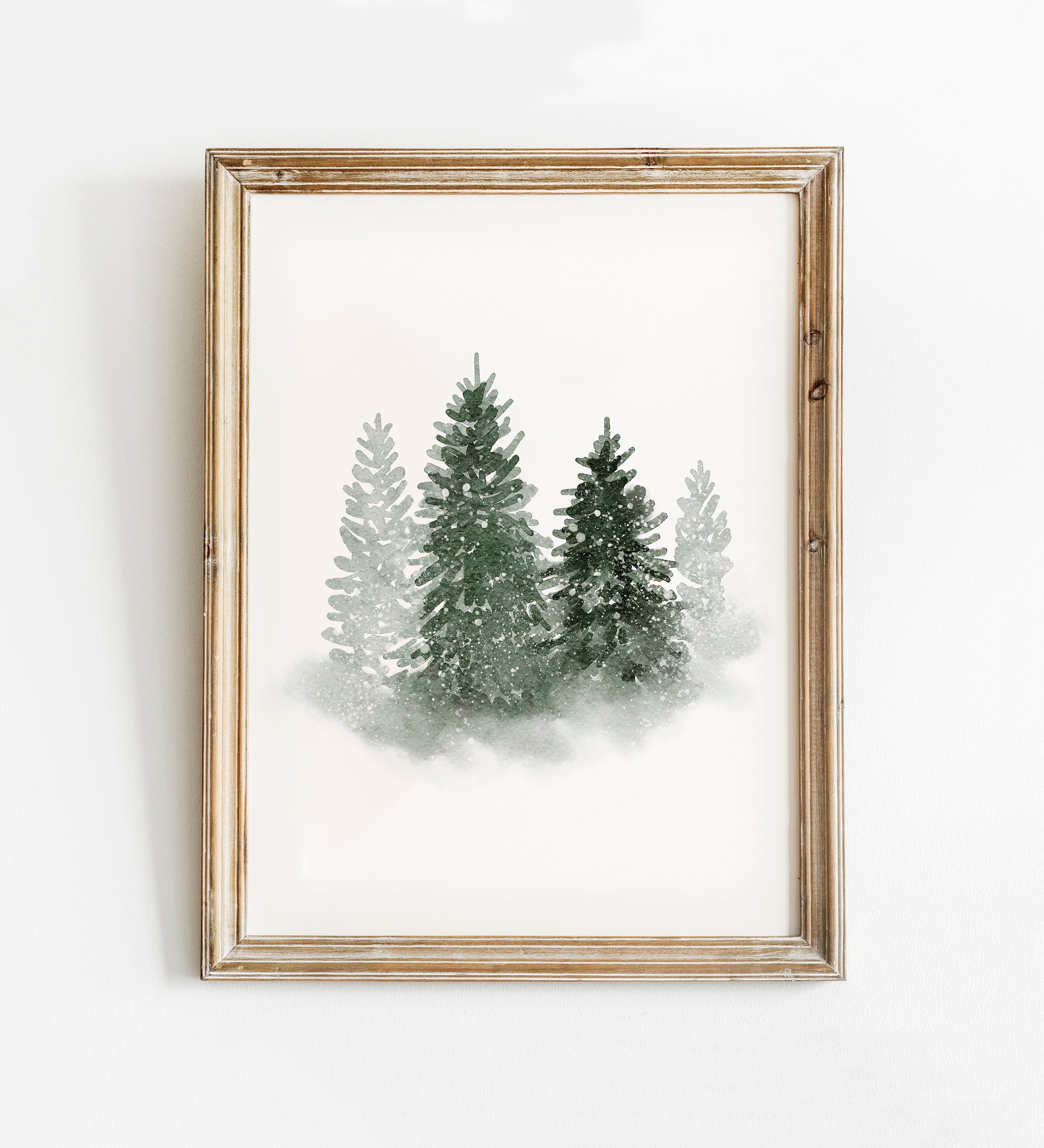 Christmas Tree Print, Christmas Printable Art, Snowy Winter Landscape ...