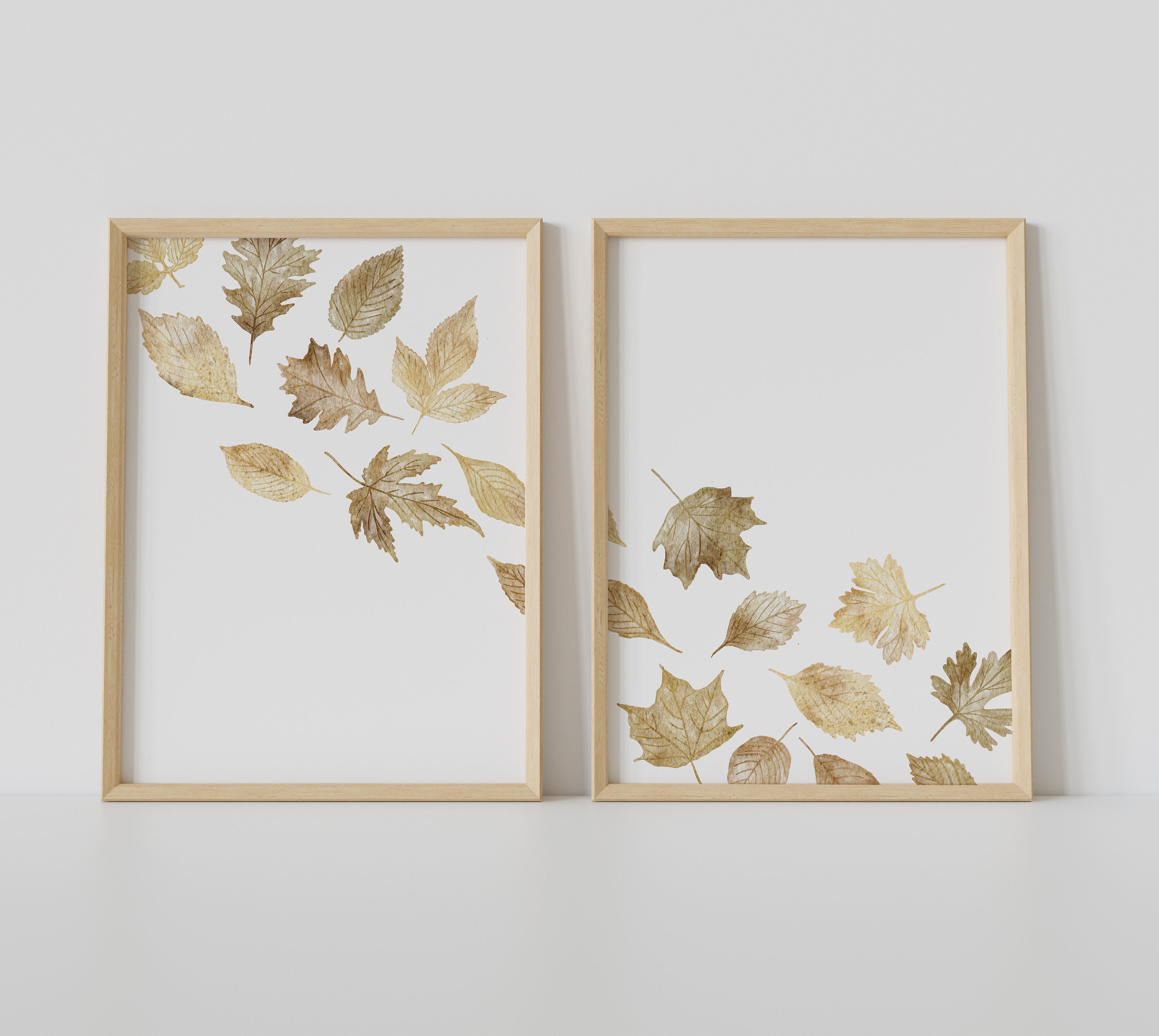 Fall Leaves Prints Set of 2 Watercolour Leaves Fall Printable - Etsy
