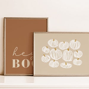 Neutral Halloween Pumpkin Print, Fall Printable Wall Art, Beige Fall ...