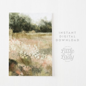 Set of Two Summer Landscape Prints, Spring Printable Wall Art, Muted ...