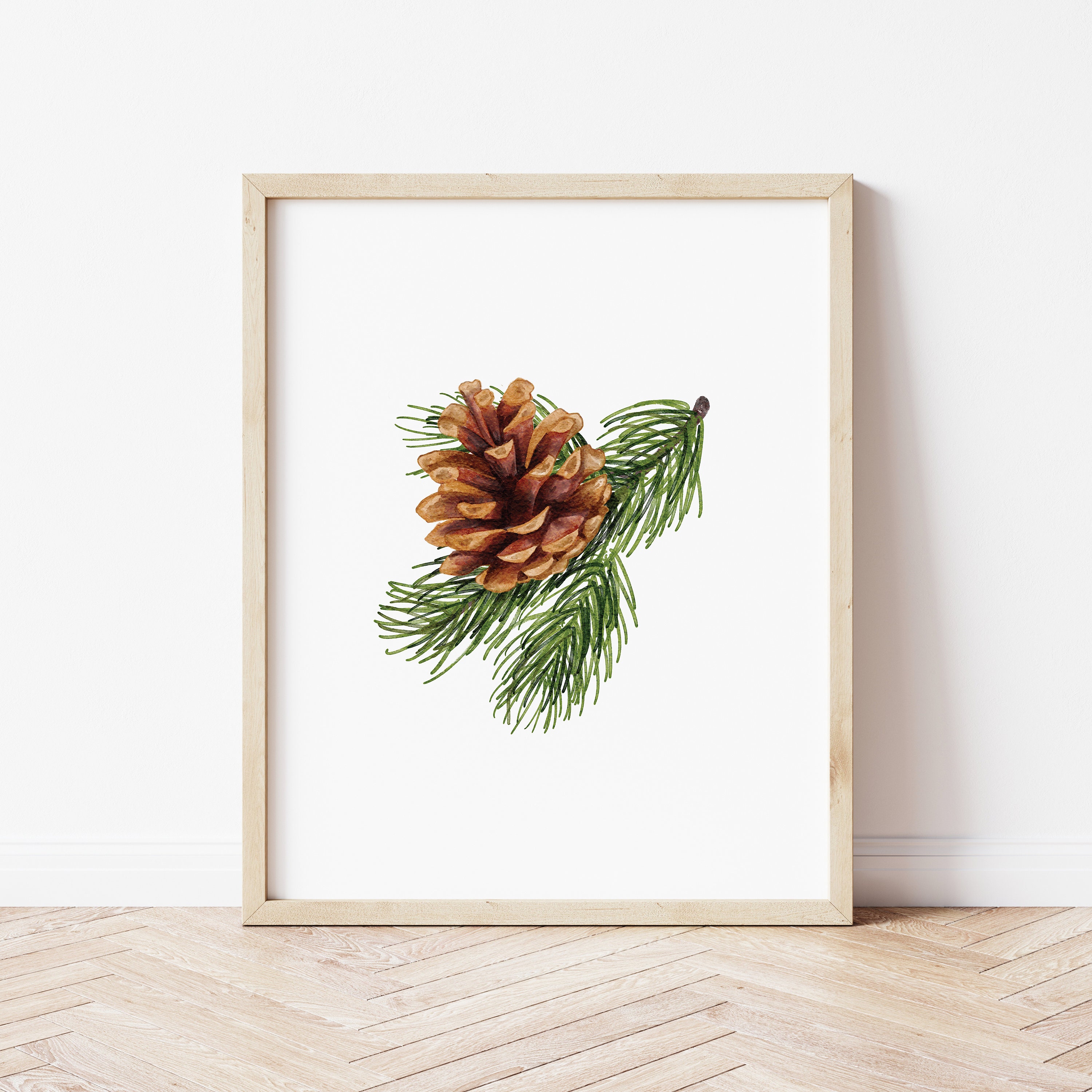 Evergreen Pine Tree Pinecone Print, Printable Wall Art, Natural ...