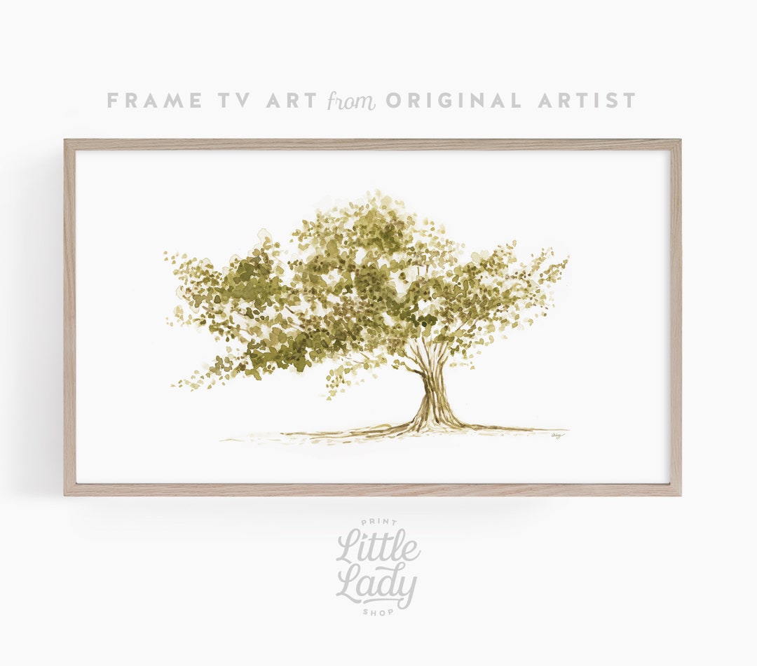 Tree Frame TV Art, Watercolour Tree Painting, Summer Television Art ...
