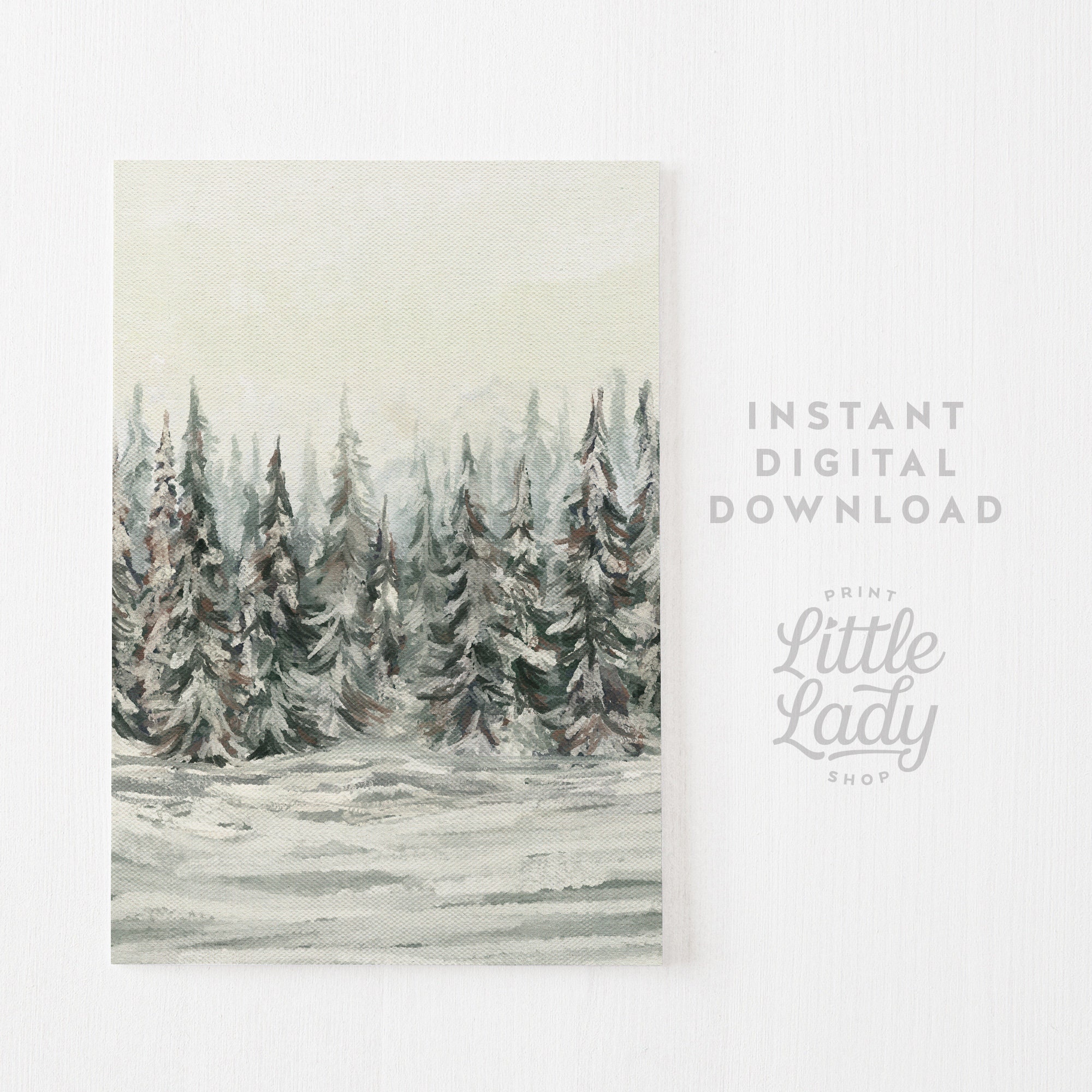 Winter Landscape Printable Wall Art, Christmas Print, Winter Forest ...