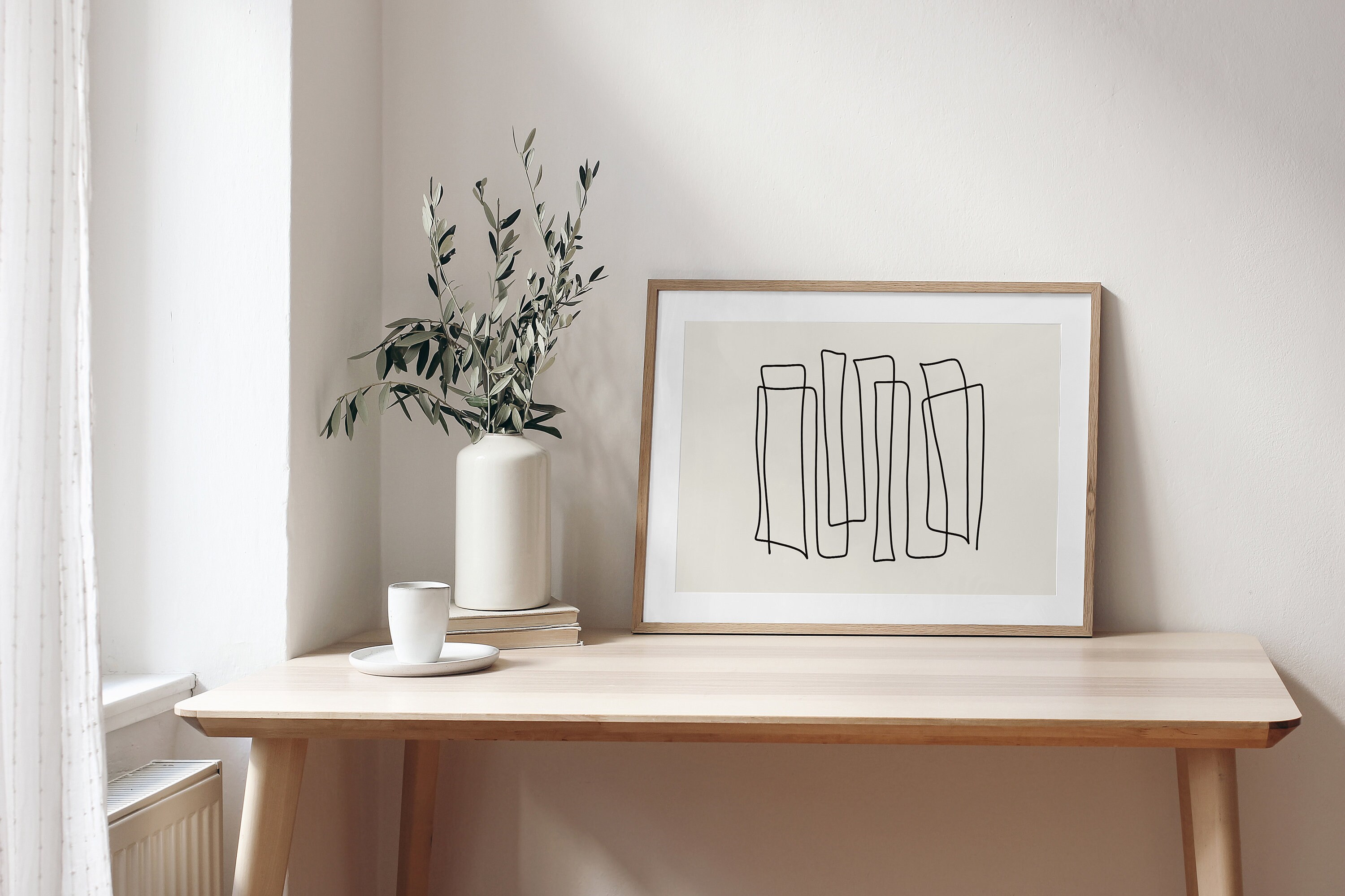Scribble Line Drawing Print Printable Wall Art Neutral Wall - Etsy