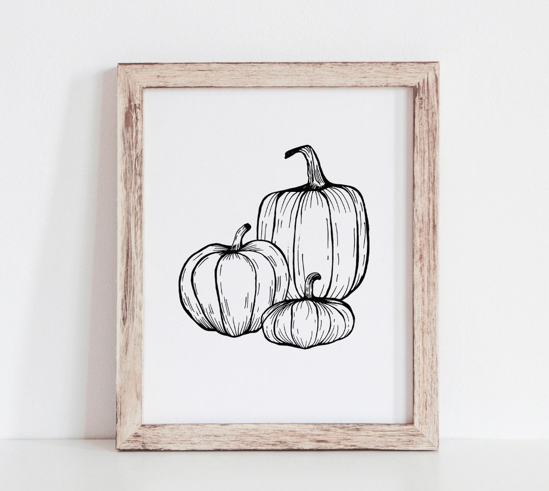 Fall Printable, Pumpkin Print, Pumpkin Line Art, Fall Print, Fall ...