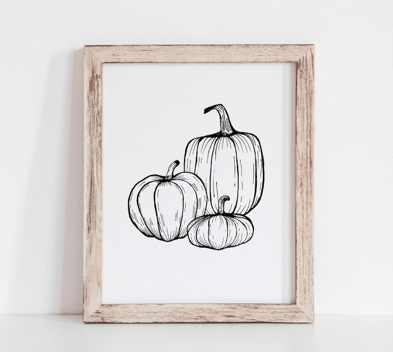 Fall Printable, Pumpkin Print, Pumpkin Line Art, Fall Print, Fall ...