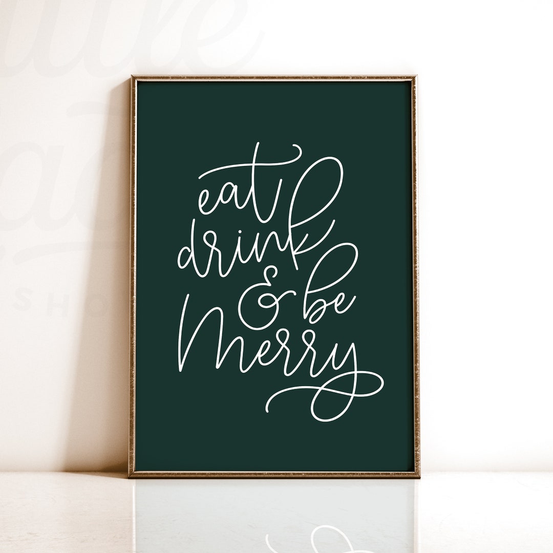 Rustic Holiday Decor, Green Christmas Print, Holiday Print, Seasonal ...