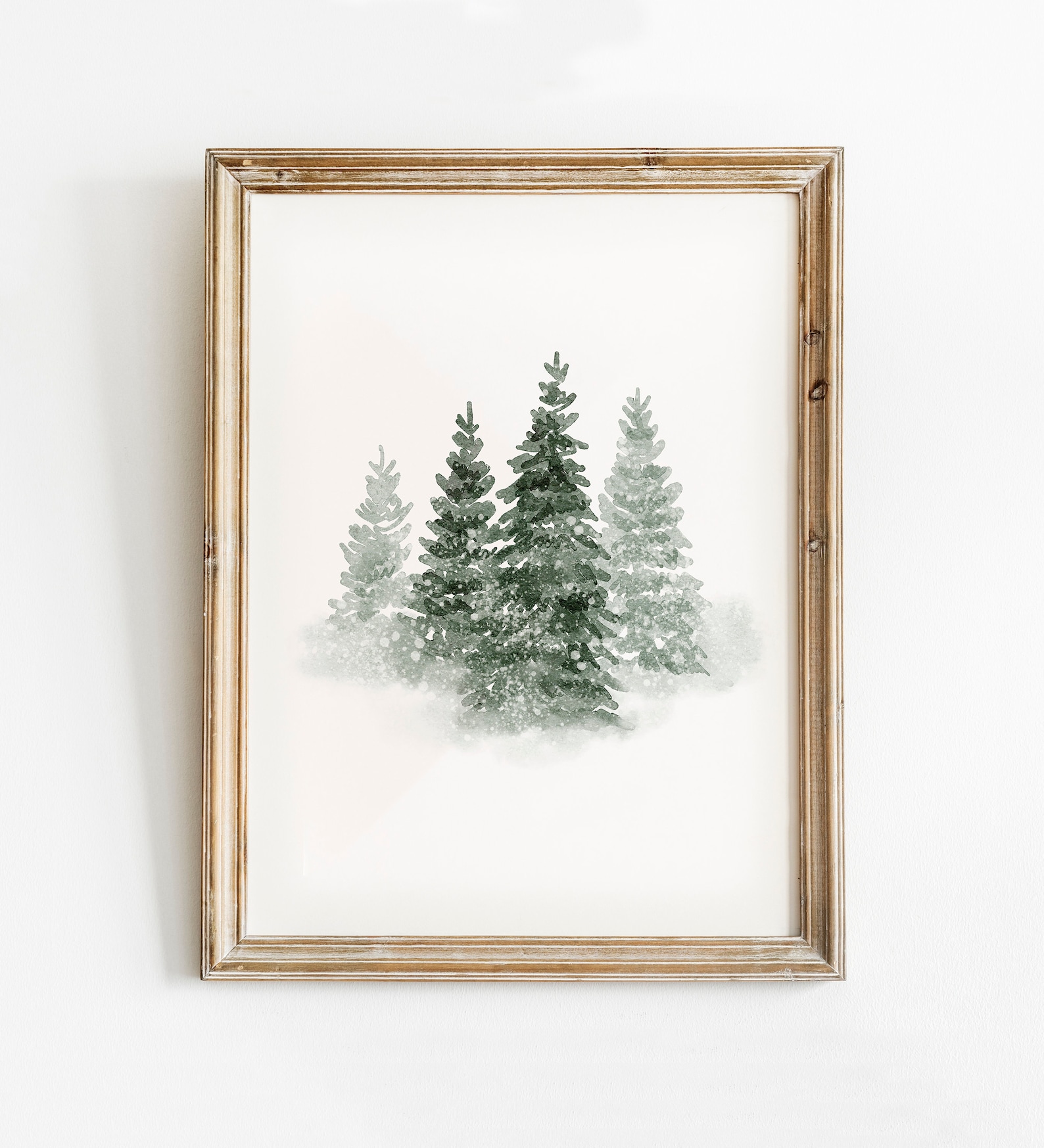 Snowy Evergreen Trees Print, Winter Forest Printable Wall Art ...