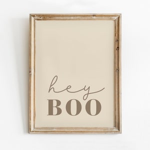 Hey Boo Halloween Print, Neutral Fall Printable Wall Art, Funny ...