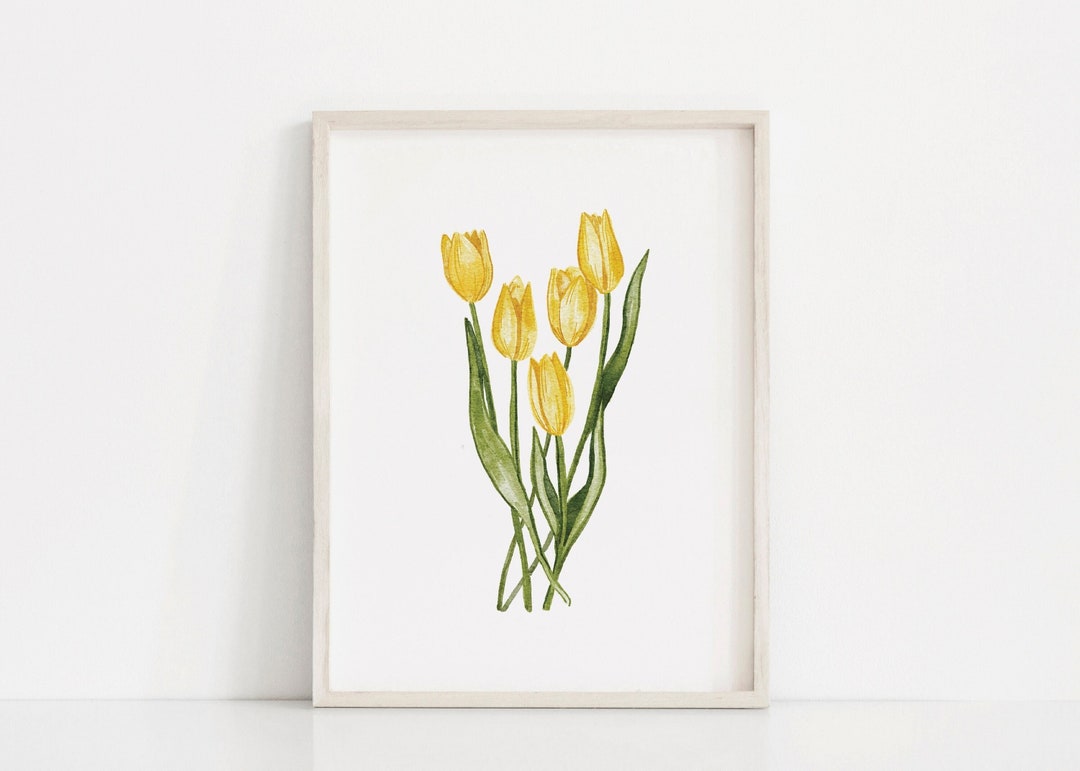 Yellow Tulip Print, Tulip Printable Wall Art, Spring Wall Art, Flower ...