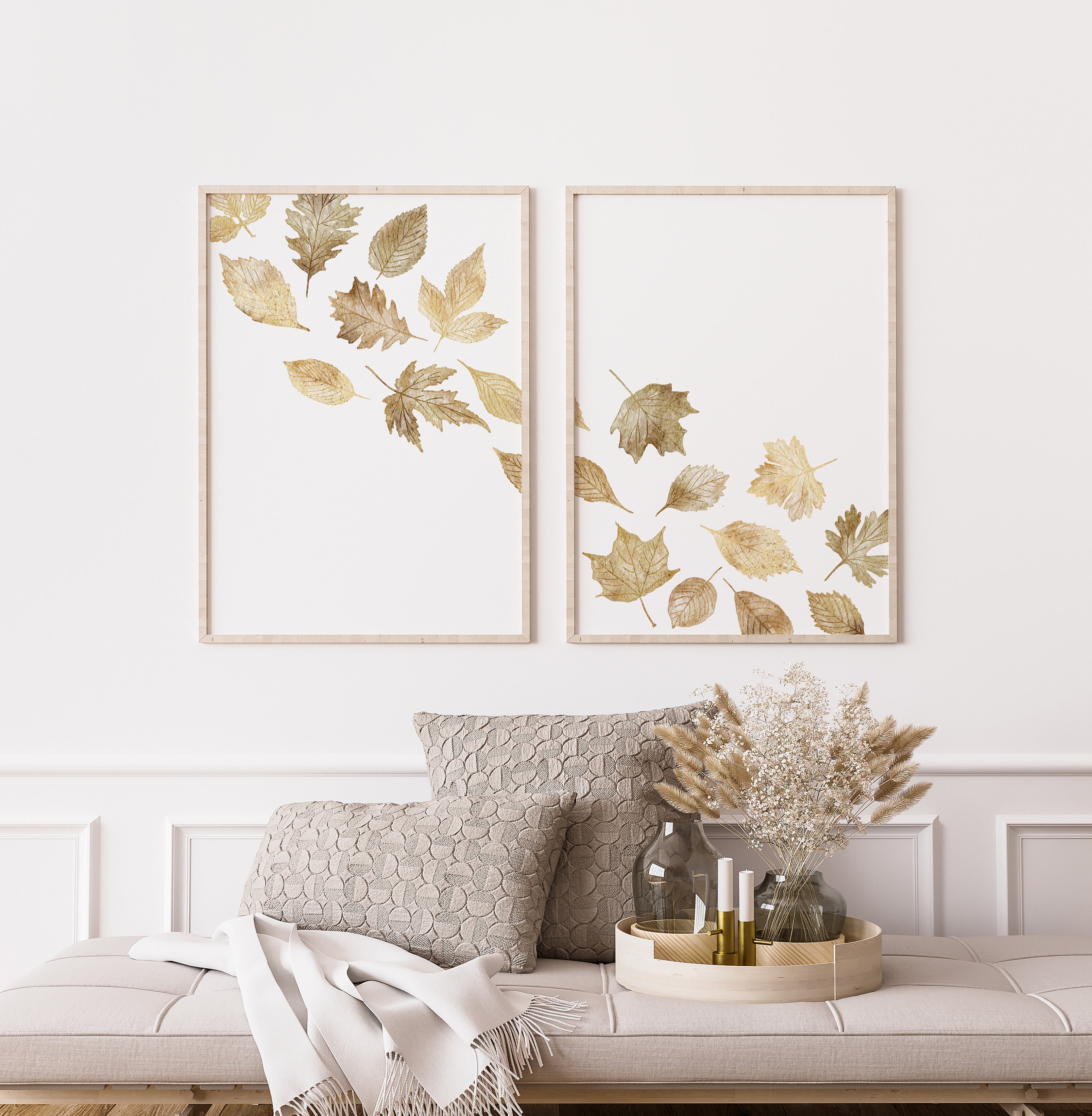 Fall Leaves Prints Set of 2 Watercolour Leaves Fall Printable - Etsy