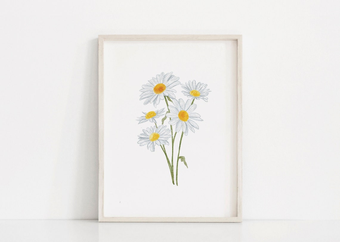 Daisy Print Daisy Printable Wall Art Daisy Wall Art Flower | Etsy