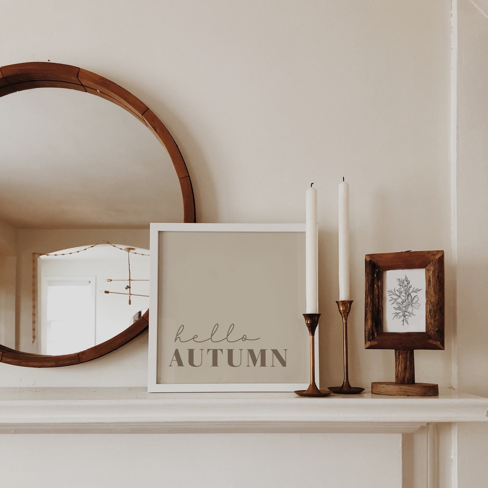 Hello Autumn Print Neutral Fall Decor, Printable Wall Art, Minimal ...