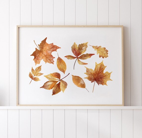 Autumn Printable Wall Art Fall Leaves Watercolour Painting - Etsy